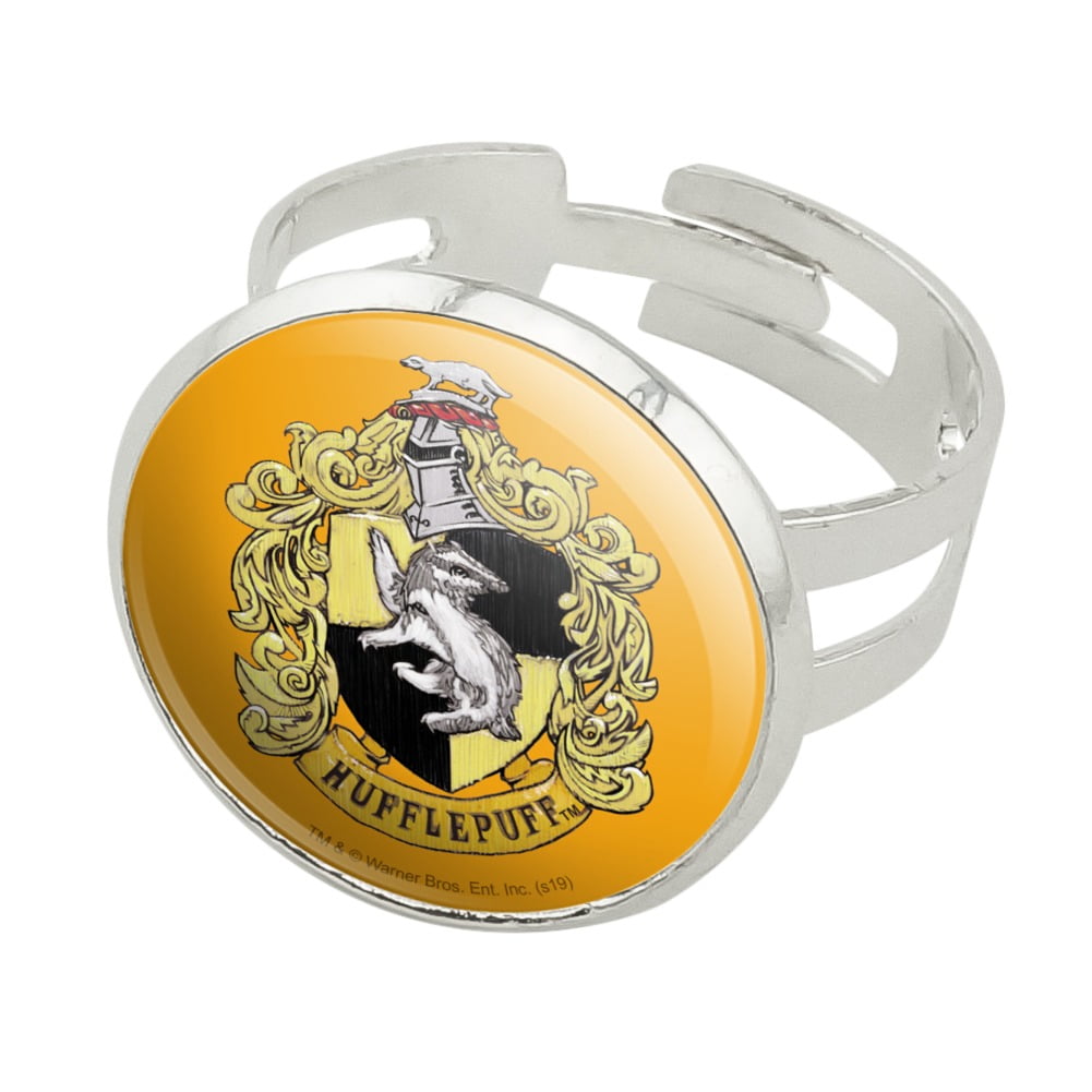 Harry Potter Hufflepuff Painted Crest Silver Plated Adjustable Novelty Ring - Walmart.com