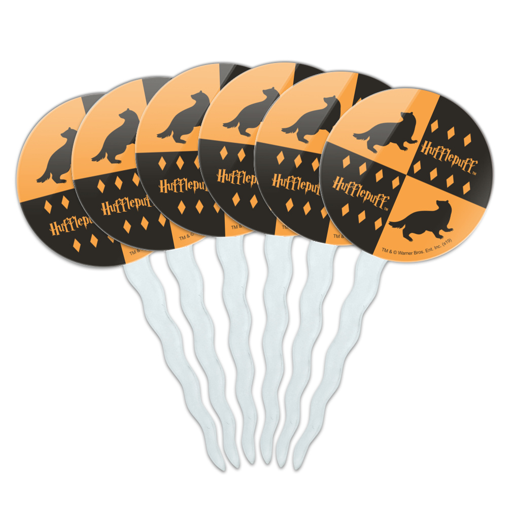 Harry Potter Hufflepuff Pattern Cupcake Picks Toppers Decoration Set of ...