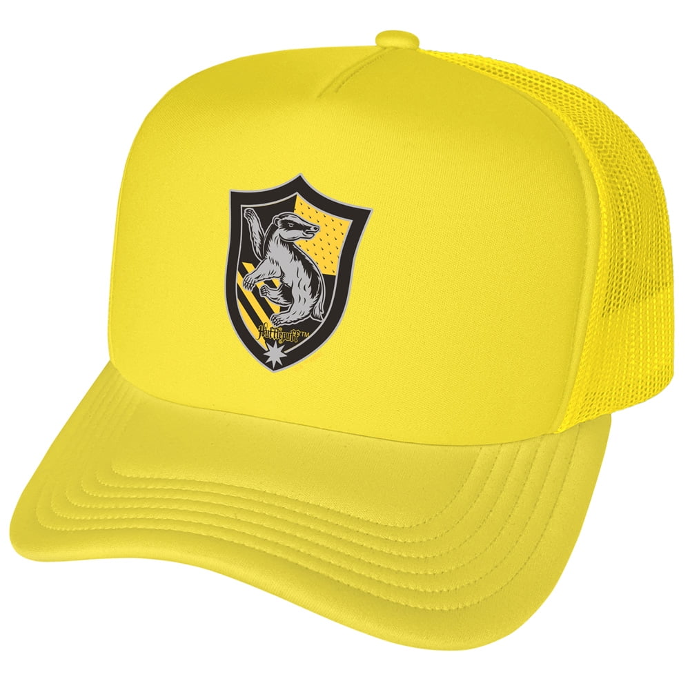 Harry Potter Hufflepuff Plaid Crest Foam Snapback Trucker Hat - Unisex ...