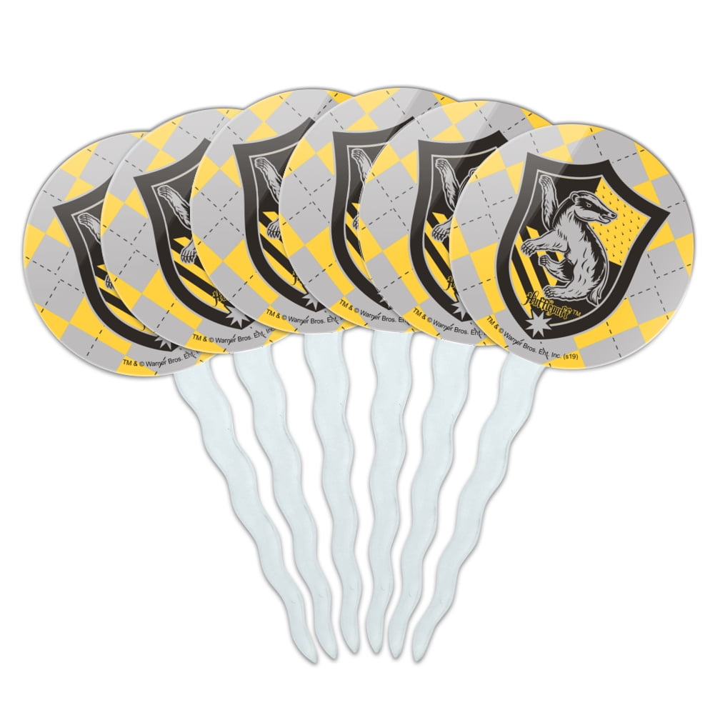 Harry Potter Hufflepuff Plaid Sigil Cupcake Picks Toppers Decoration ...