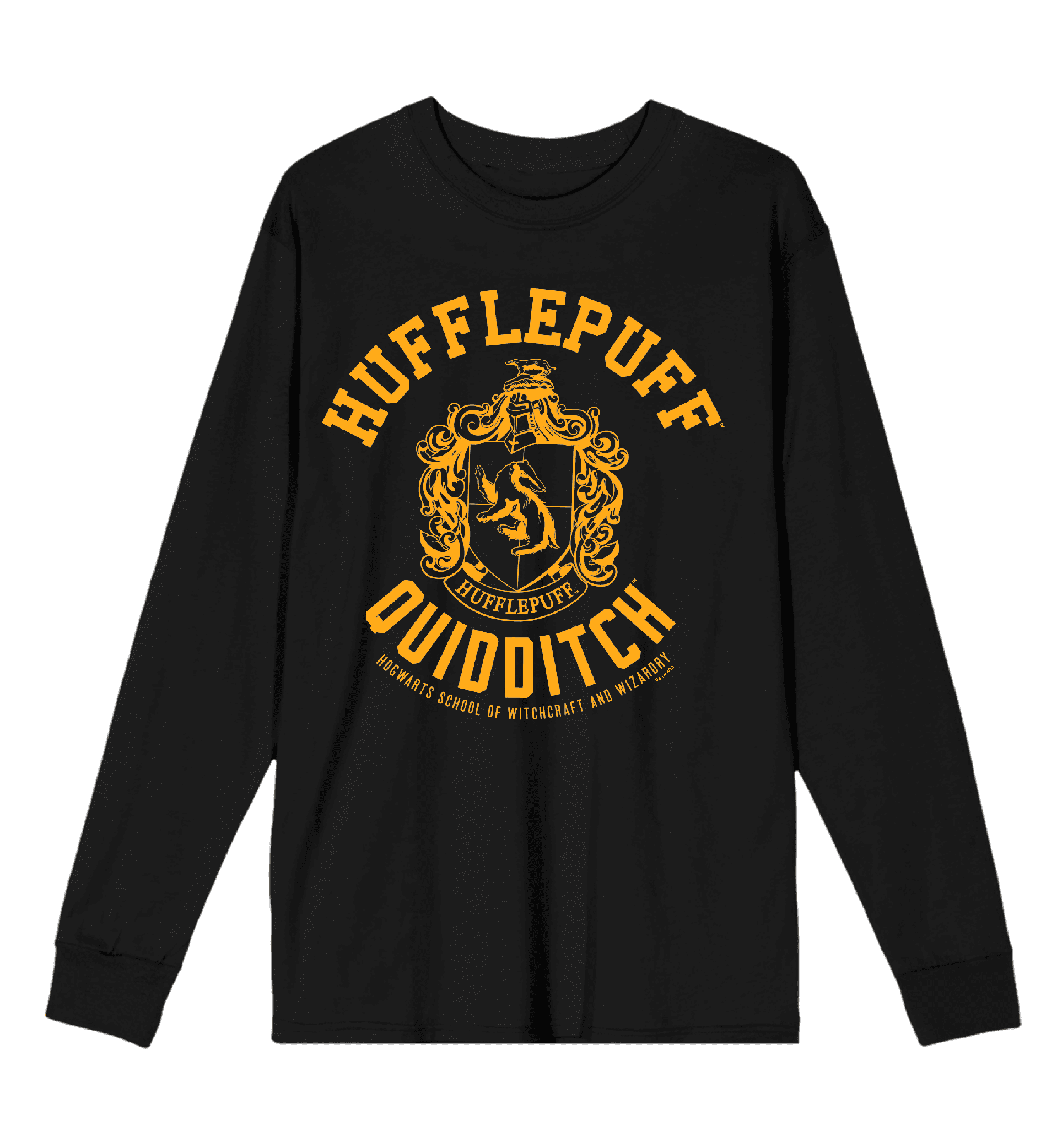 Harry Potter Hufflepuff Quidditch Crest Crew Neck Long Sleeve Adult Tee ...