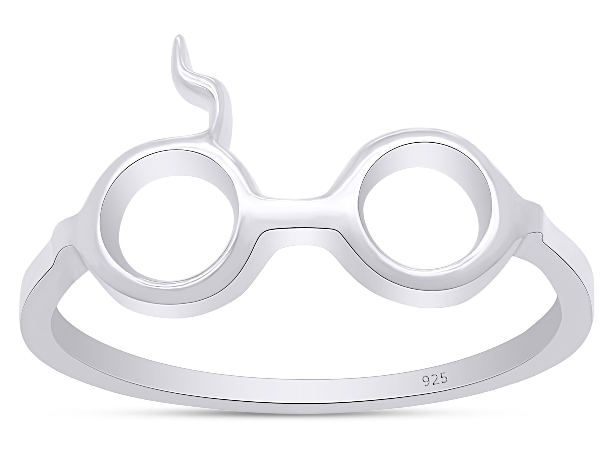 AFFY Harry Potter Lightening Bolt Glasses Ring In 14K White Gold Over ...