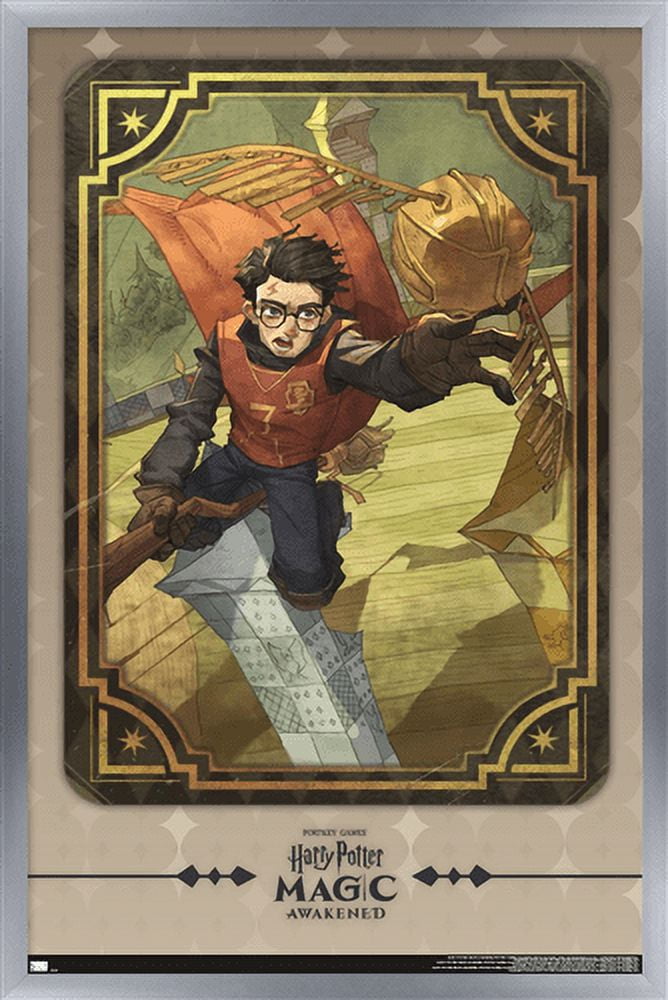 Harry Potter: Magic Awakened - Harry Quidditch Wall Poster, 14.725" x 22.375" Framed - Walmart.com