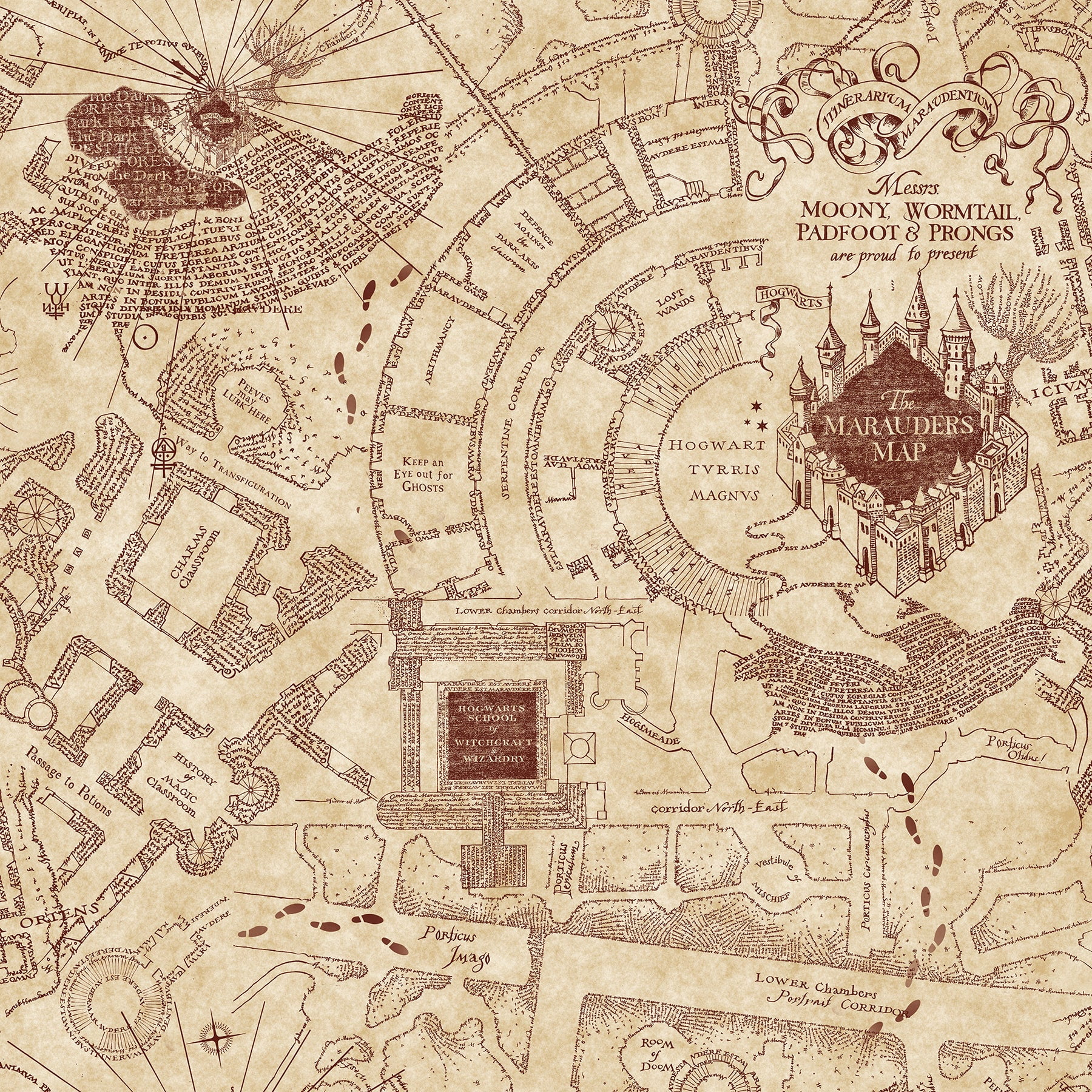 Harry Potter Marauder's Map Peel & Stick Wallpaper - Walmart.com