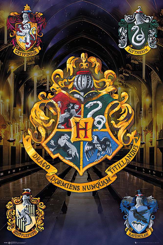 Harry Potter - Movie Poster / Print (Hogwarts House Crests) - Walmart.com