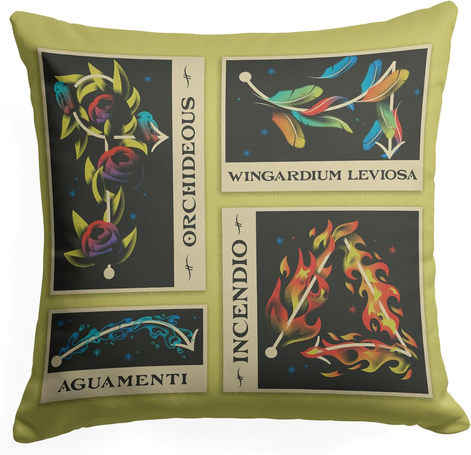 Harry Potter Pillow, 18" x 18", Spells Collage - Walmart.com