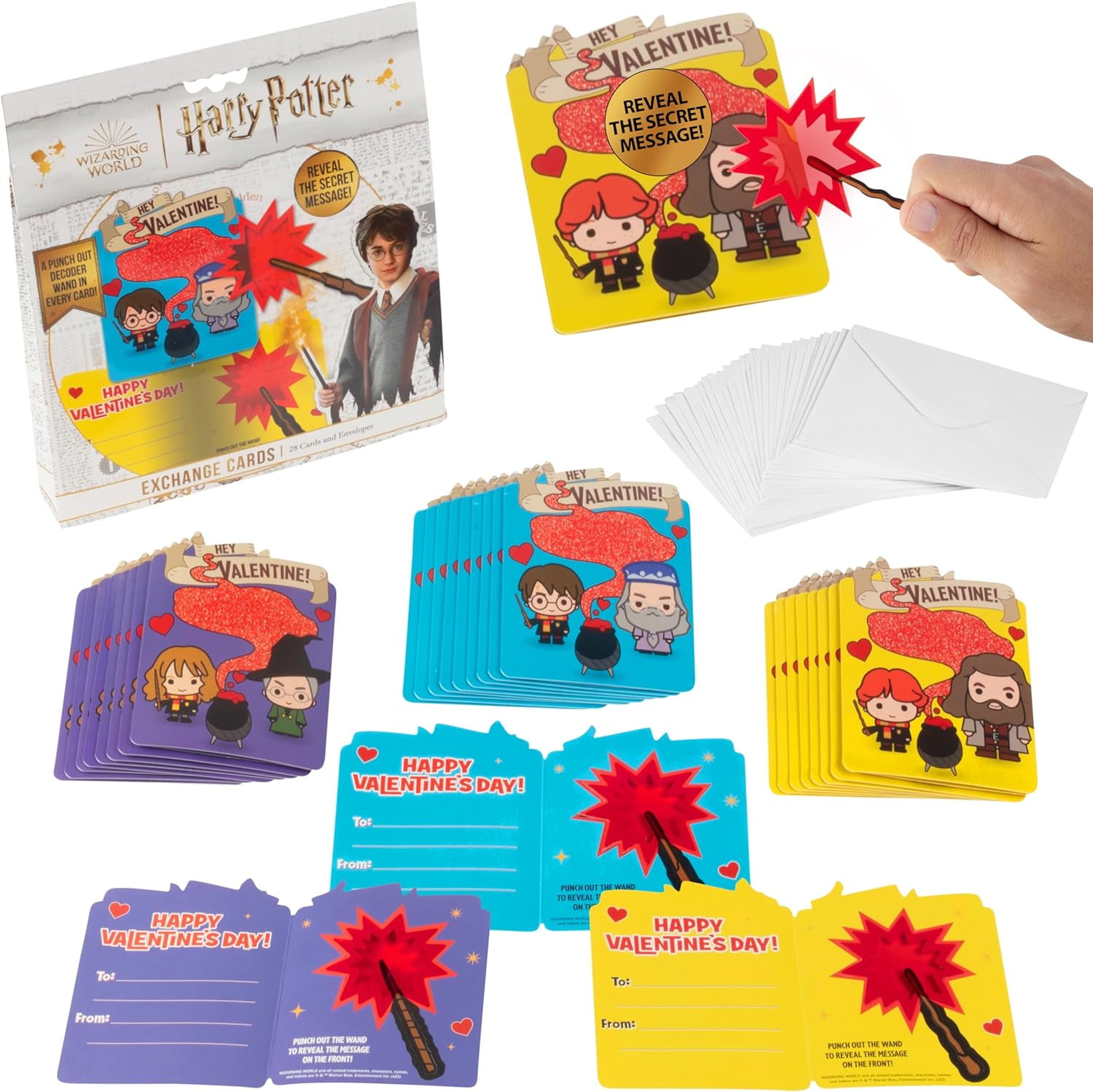 Harry Potter Potion Cauldron Valentine's Day Cards for Kids, 28 Cards ...