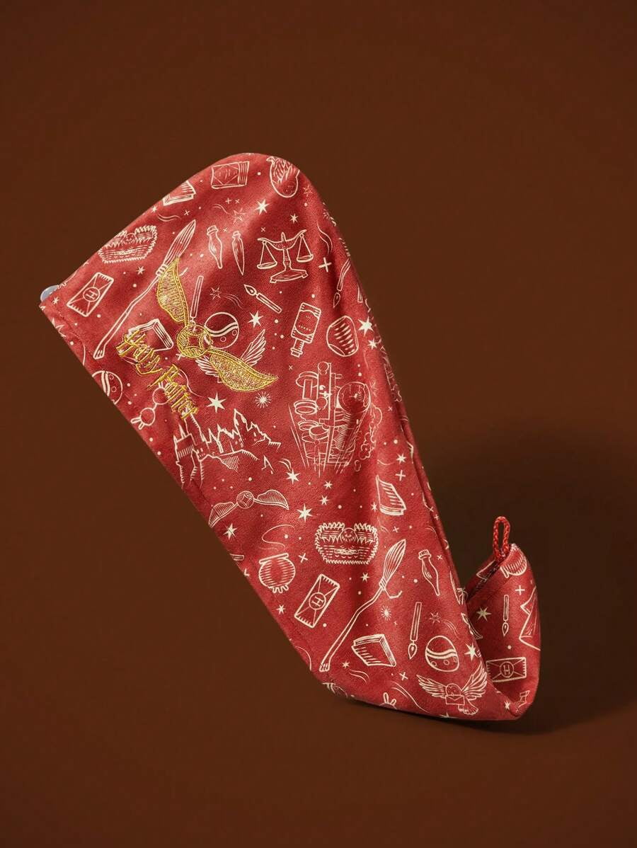 Harry Potter Red & Gold Fleece Embroidered Golden Snitch Hair Towel ...