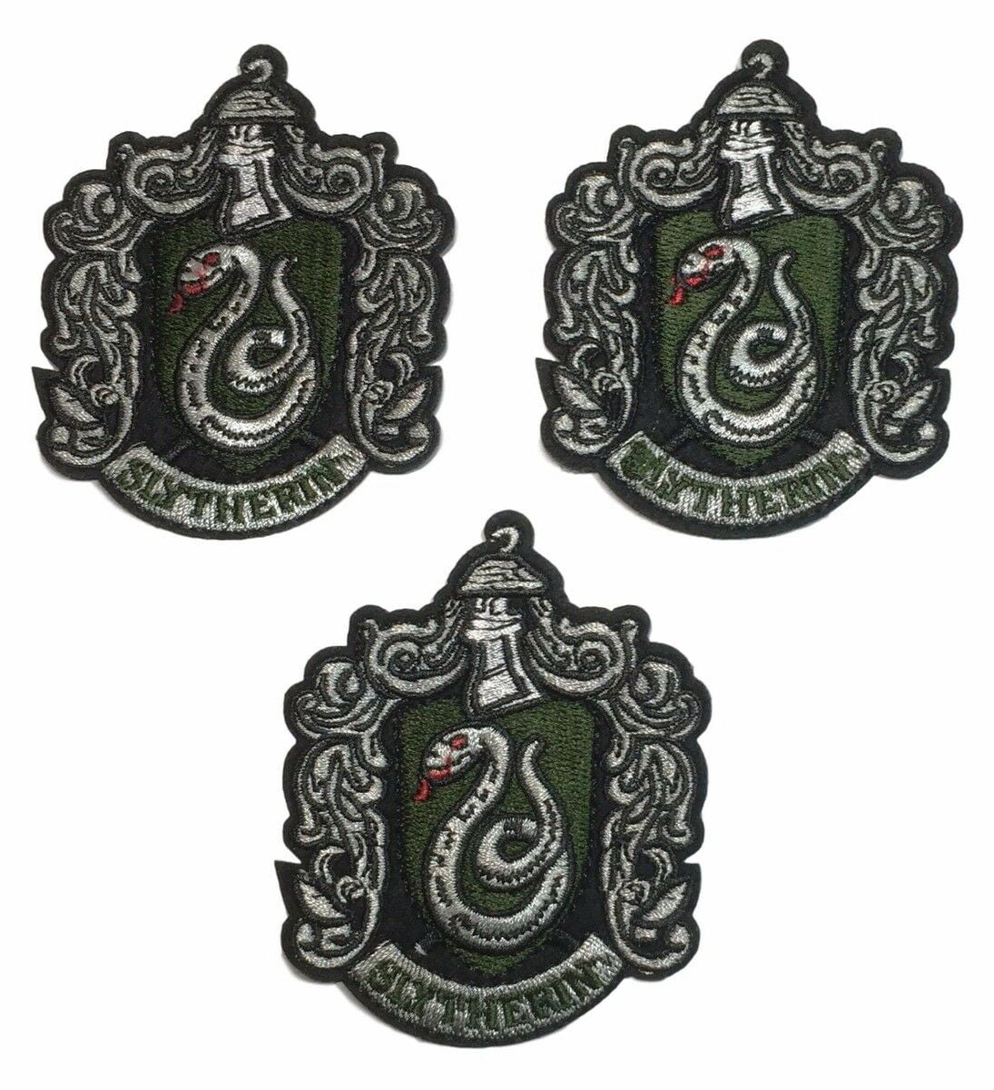 Harry Potter Slytherin Shield 2 1/2" Wide Embroidered Iron On Patch Set ...
