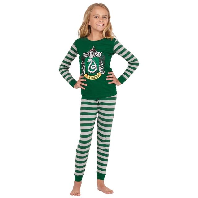 Harry Potter Slytherin Tight Fit 2 Piece Pajama Set - Walmart Business ...