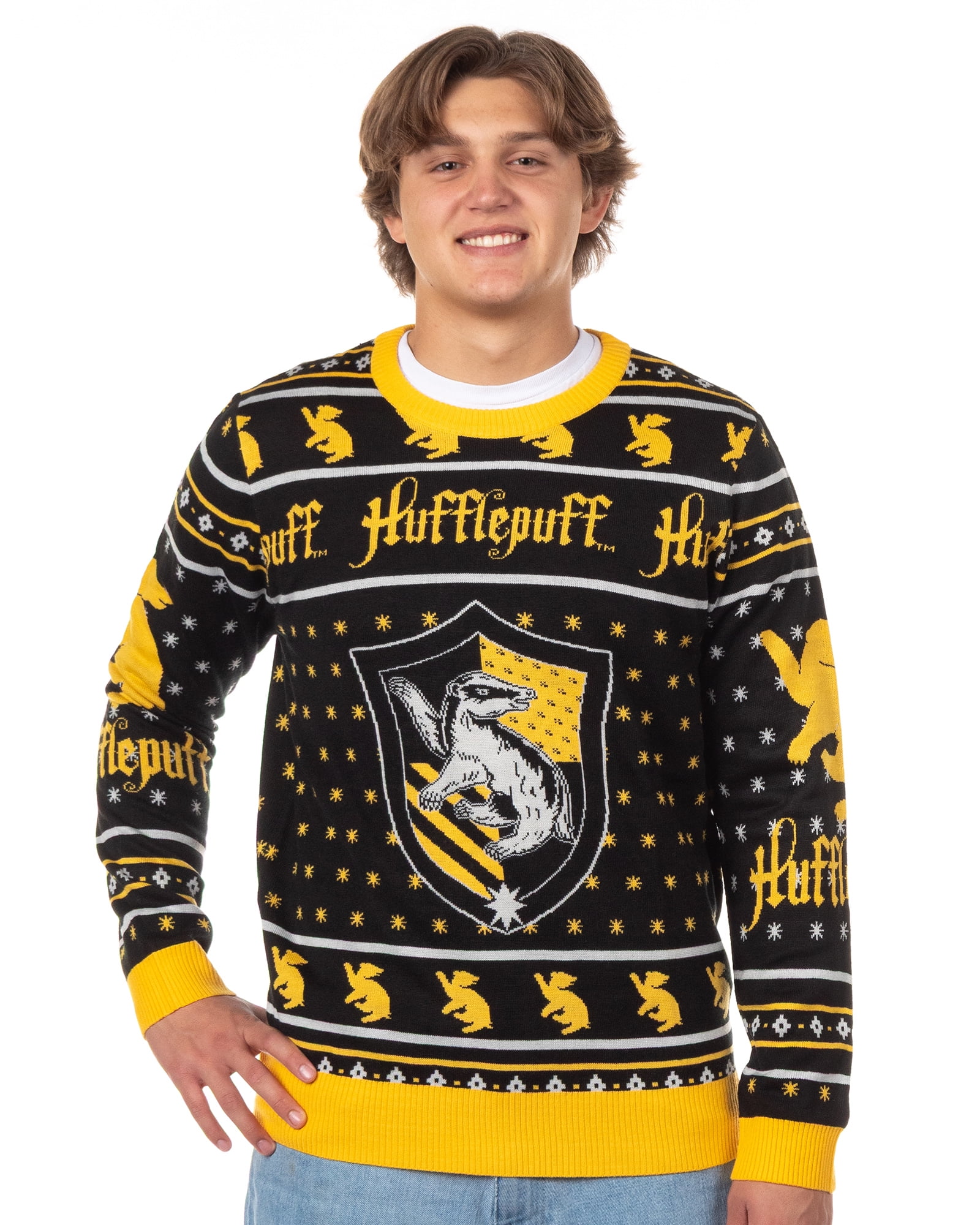 Harry Potter Sweater Men's Hogwarts House Crests Logo Ugly Christmas ...