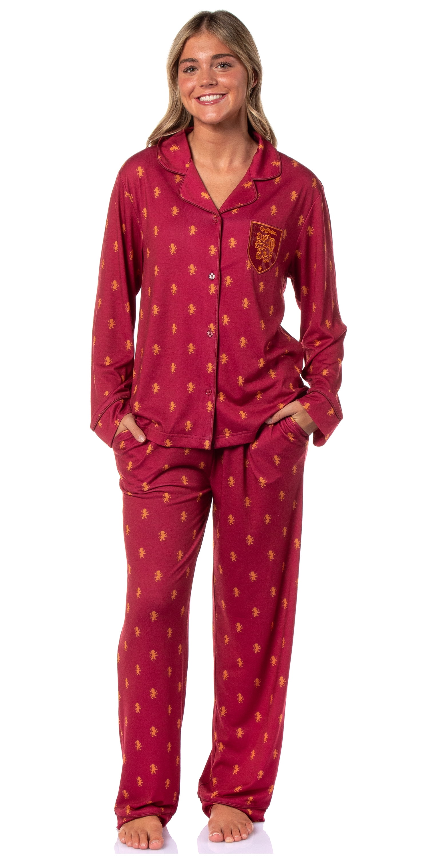 Harry Potter Women's Gryffindor Allover Lion Design Classic Pajamas ...