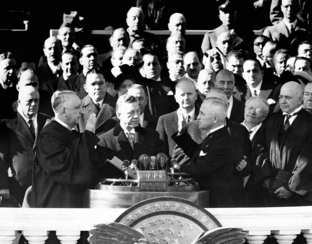 Harry Truman'S Inauguration. Truman Was Sworn In At The Capitol. L-R ...