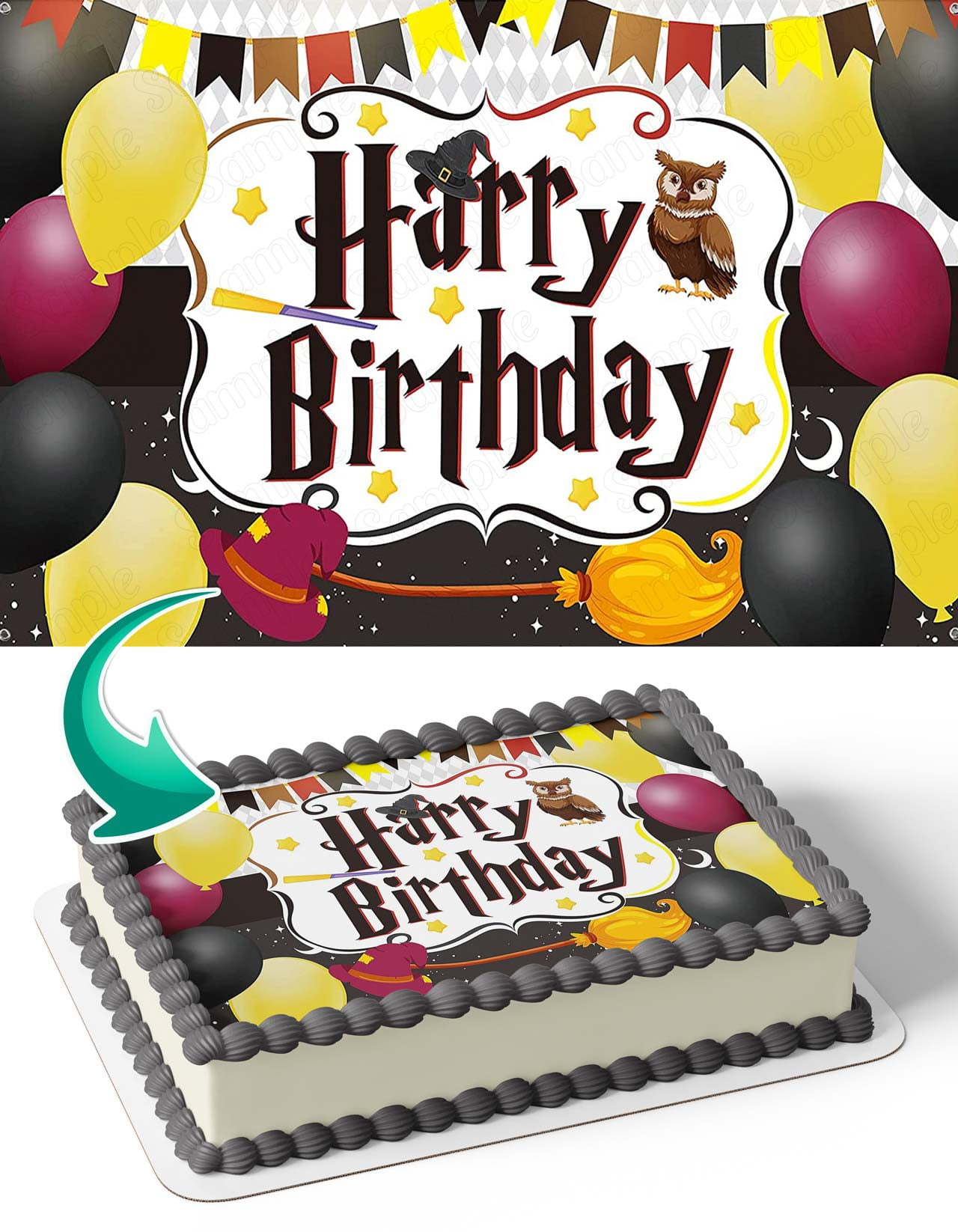 Harry Wizard Potter Style Birthday Edible Image Cake Topper ...