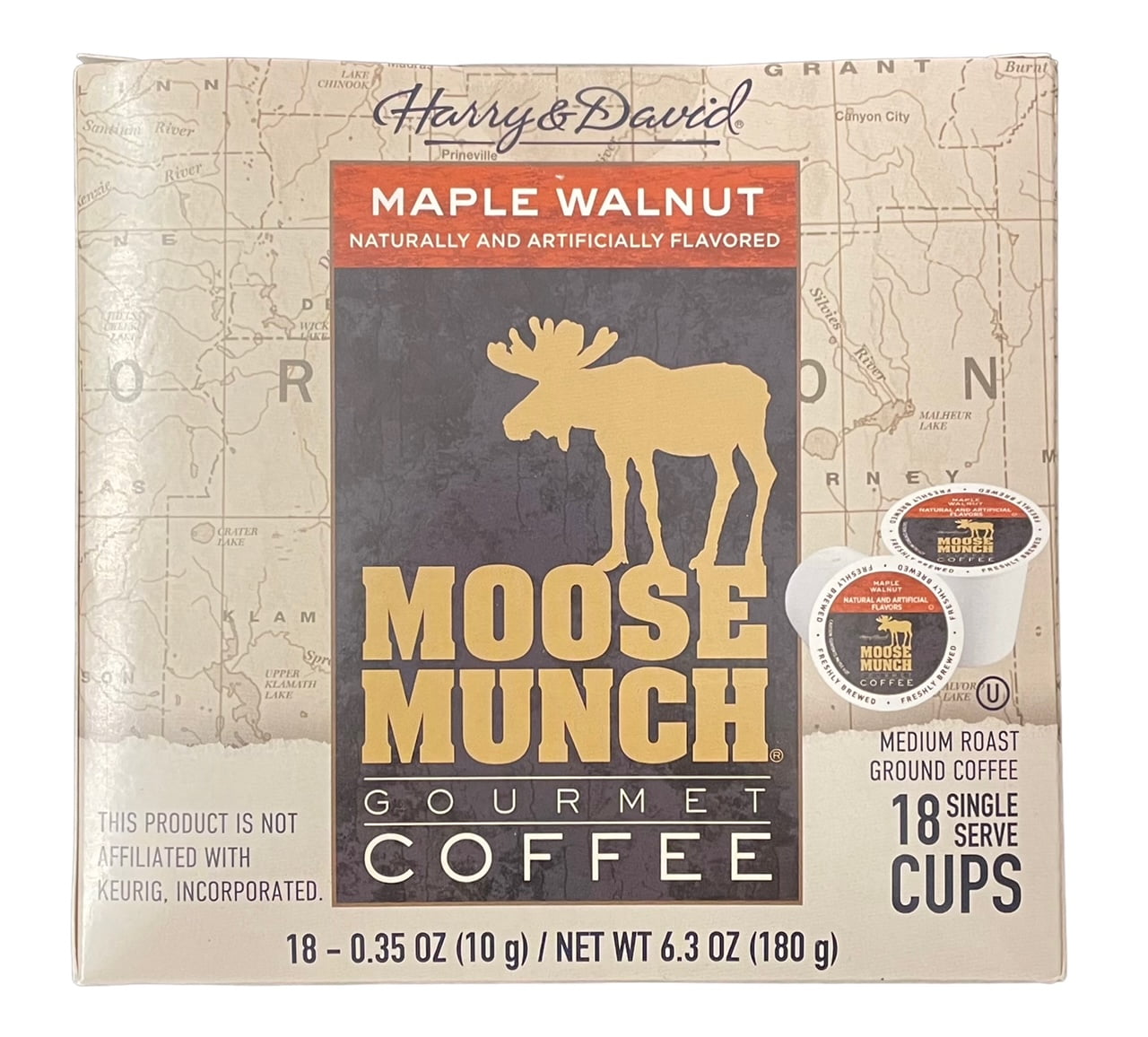Harry and David K Cups Coffee, Moose Munch Maple Walnut Gourmet Coffee, 18 Single Serve Count ...