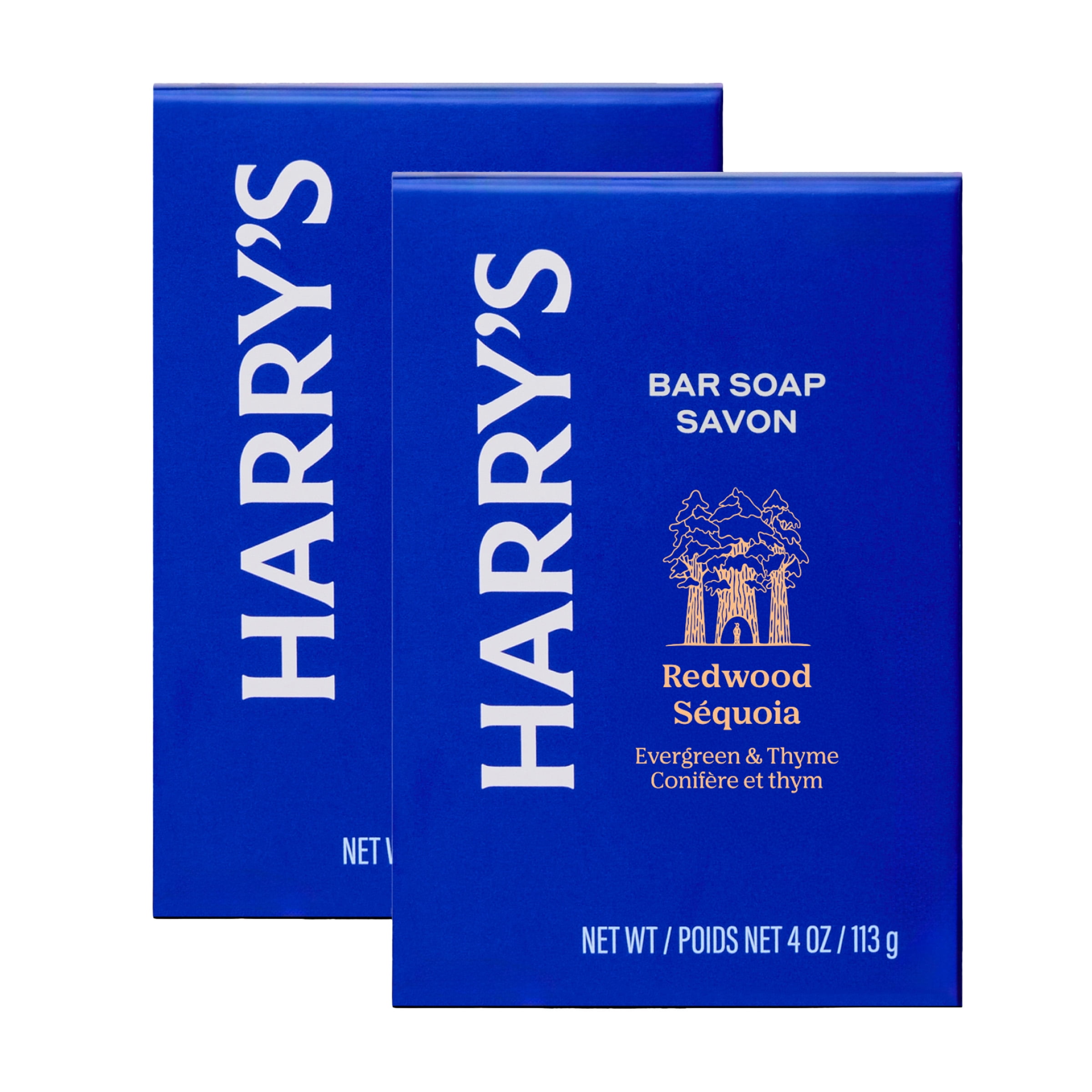 Harry's Bar Soap for Men - Redwood Scent, 4 oz Body Soap Bars, 2 Pack ...