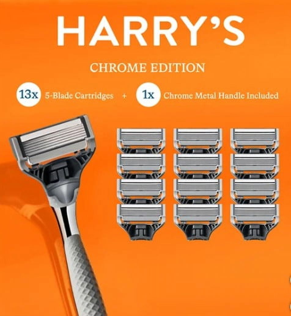 Harry’s Chrome Edition Razor Set, 13 Cartridges, Die-Cast Zinc Handle ...