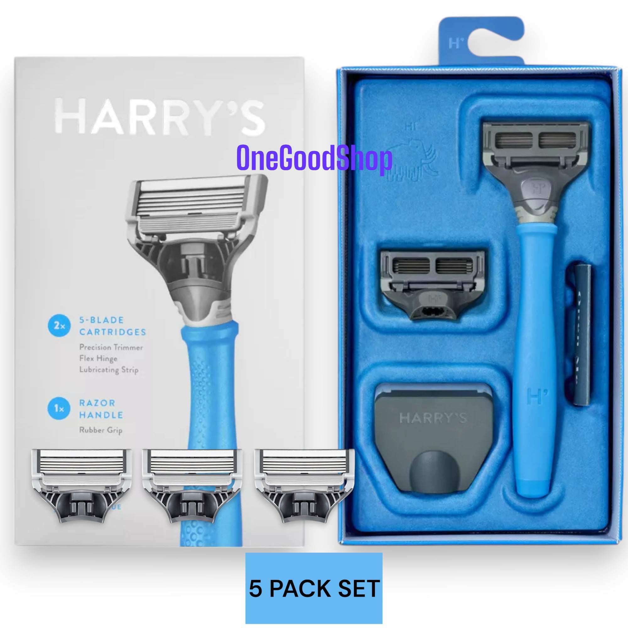 Harry's Men's 5-Blade Manual Razor Handle and 5 Razor Blade Refills ...