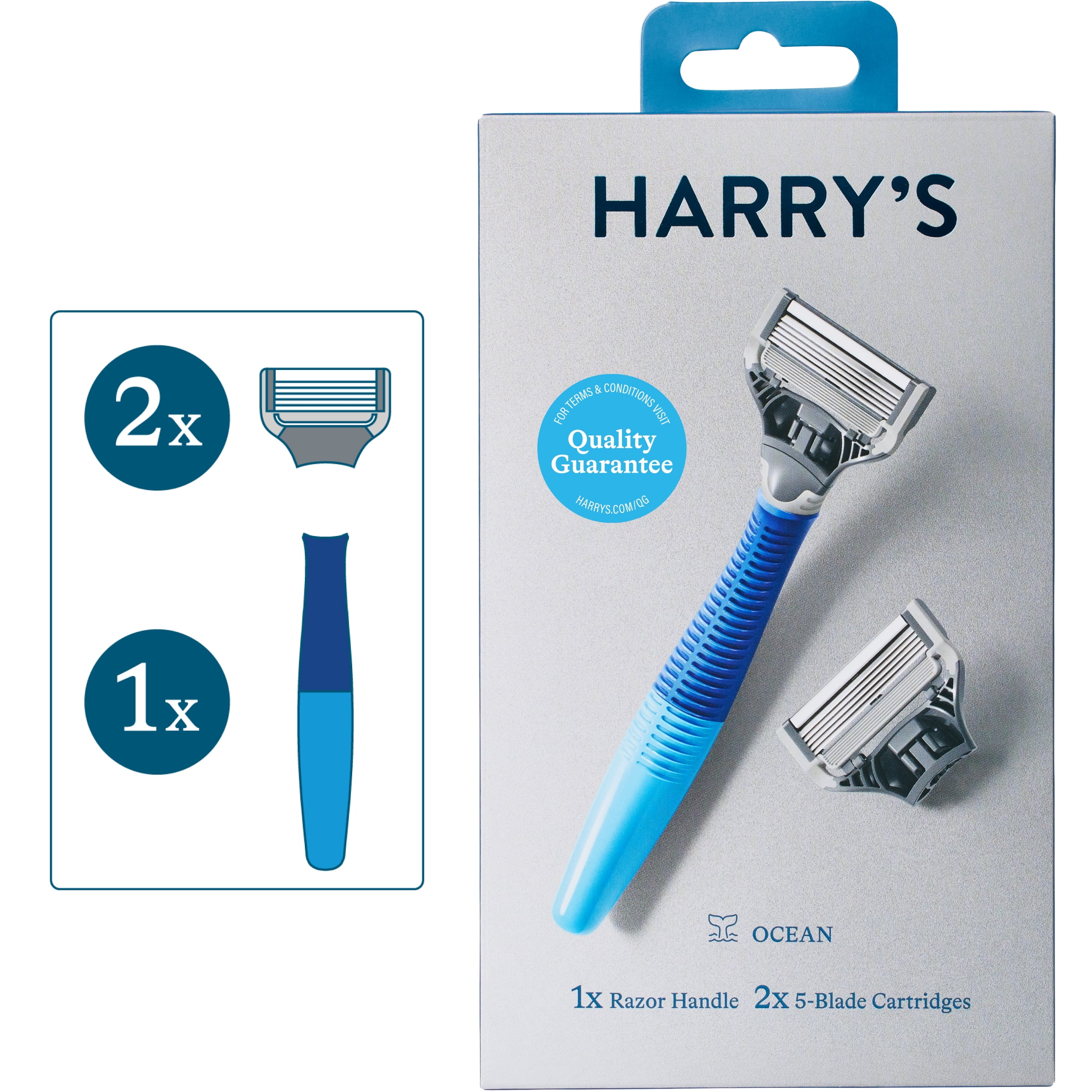 Harry's Men's Razor: 1 Indigo Blue Razor Handle + 2 Razor Blade Refills ...