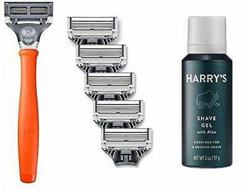 Harry's Men's Razor with 6 Razor Blades AND Shaving Gel 2 oz (Orange ...