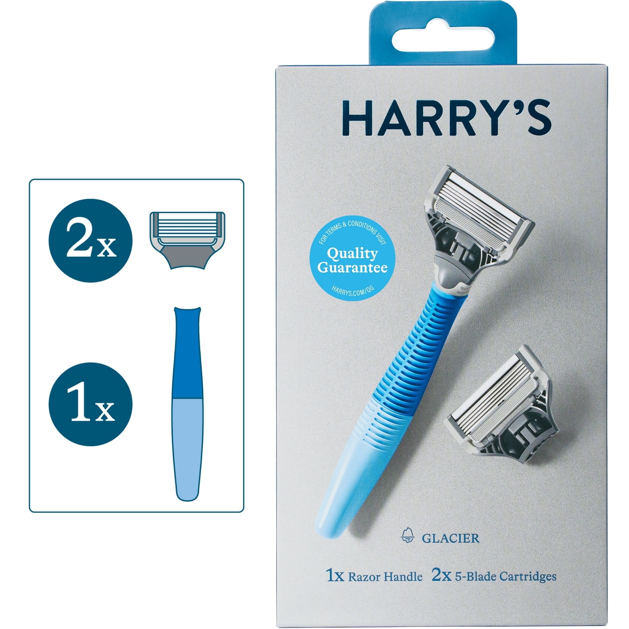 Harry's Shaving Razor for Men, Glacier Blue Handle, 2 Blade Refills ...