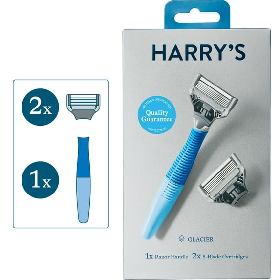 Harry's Shaving Razor for Men with 2 Razor Blade Refill Cartridges, Glacier Blue (4 Pack ...