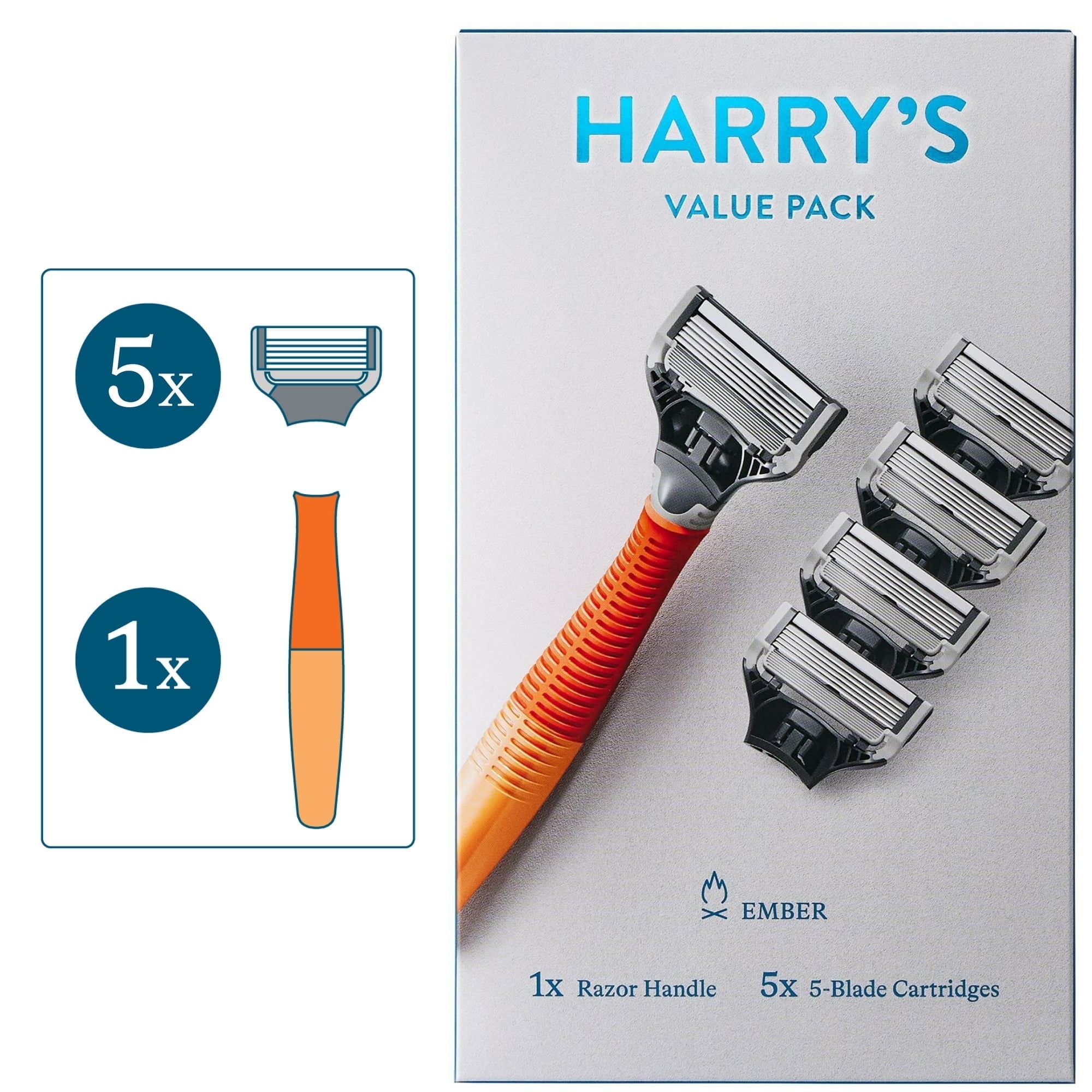 Harry's Shaving Razor for Men with 5 Razor Blade Refill Cartridges ...