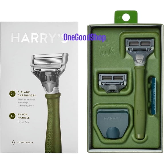 Harry's Razor Blade Set, Truman Handle Forest Green, 2 Shaving ...