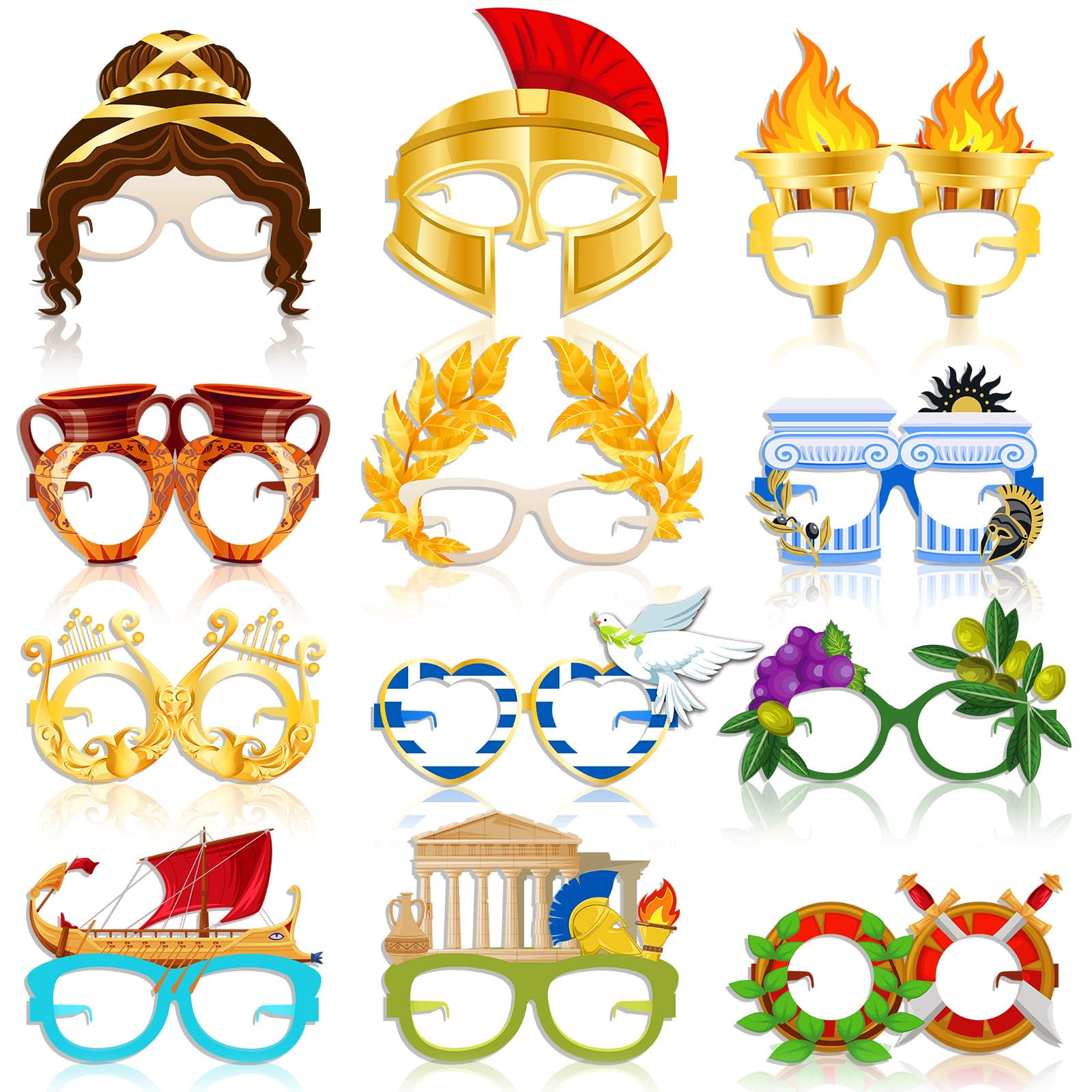 Harrycle 36 Pcs Ancient Greece Theme Eyeglasses H2FSDDecor Greek ...