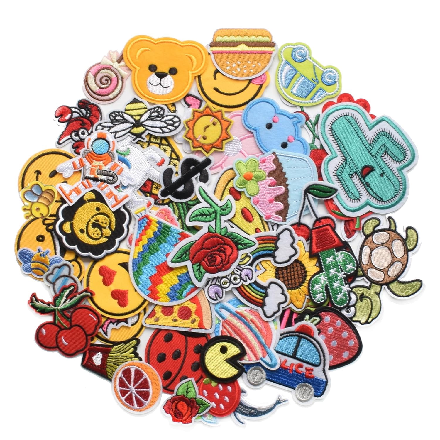 Harsgs 60pcs Random Assorted Styles Embroidered Patches Bright Vivid ...