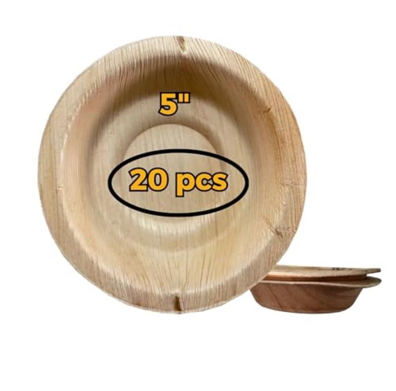 Harshu Areca Round Flatware - 20 Pack, Biodegradable Palm Leaf Plates ...