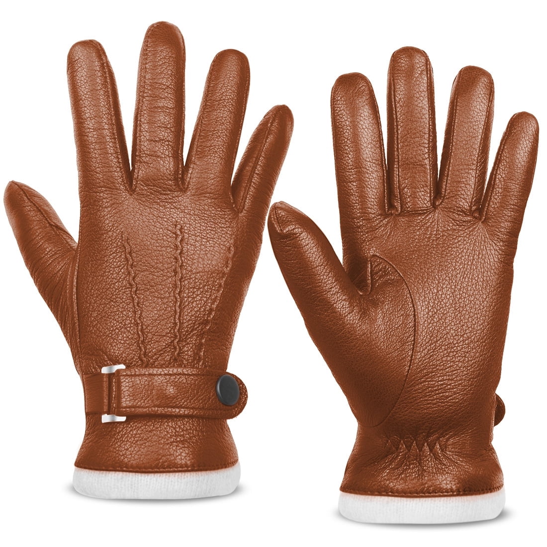 Harssidanzar Leather Gloves Men,Genuine Leather Warm Lined Touchscreen ...