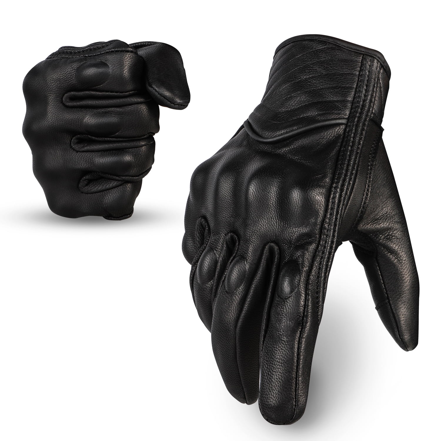 Harssiney Leather Motorcycle Gloves for Men,Riding Driving Biker Racing ...