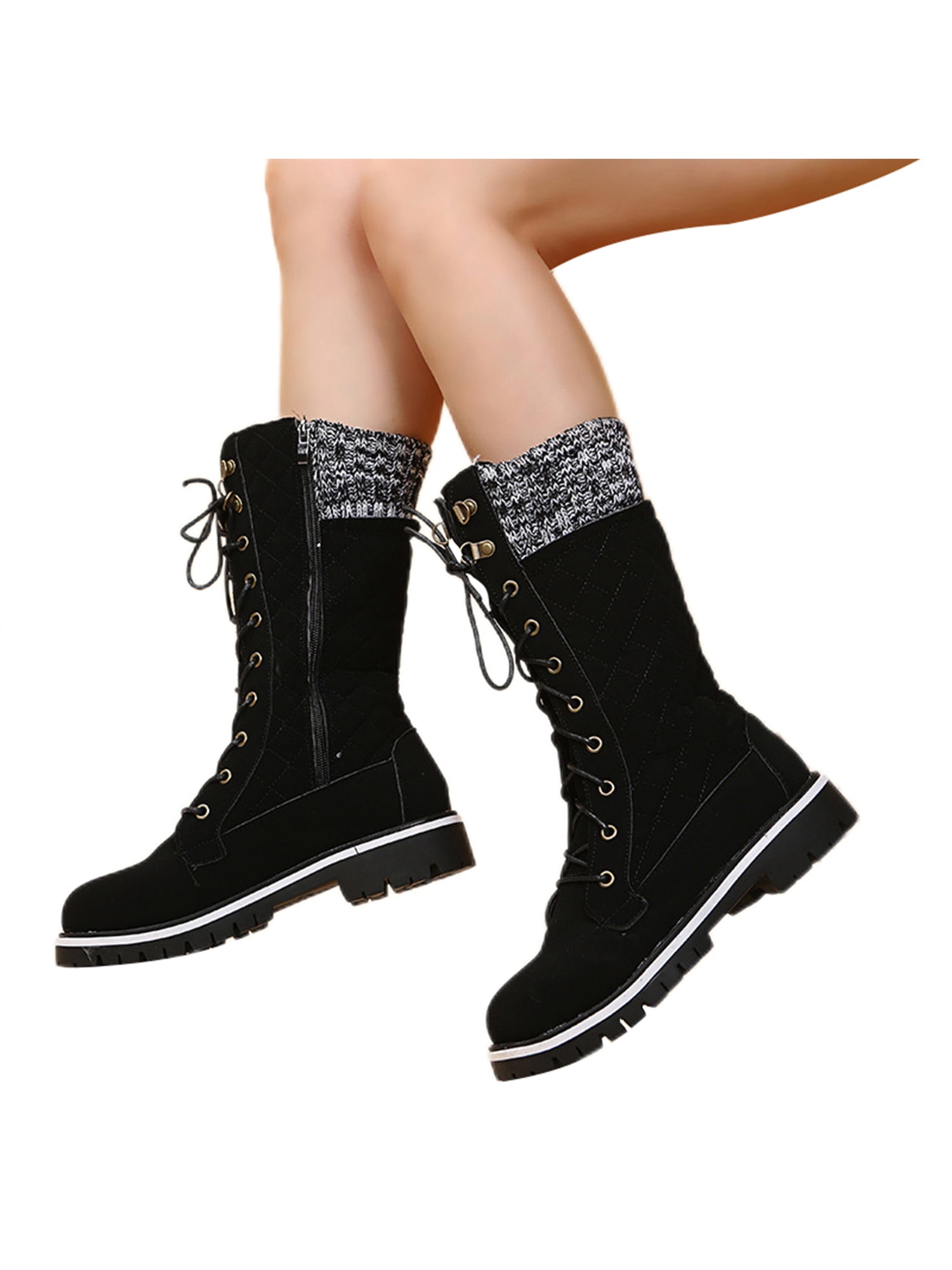 Harsuny Ladies Riding Comfort Mid-Calf Boot Lightweight Chunky Heel ...