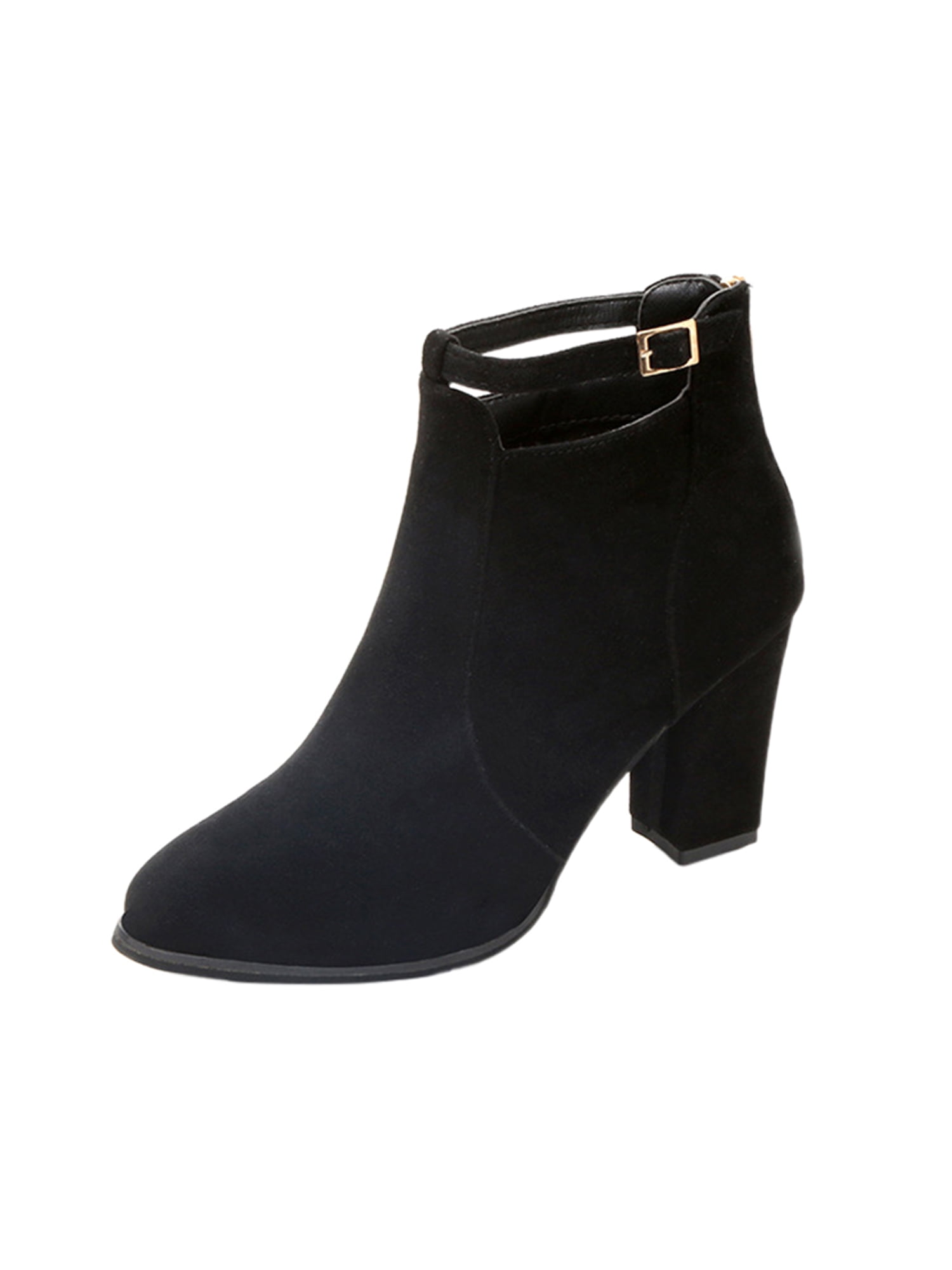 Harsuny Women Ankle Boots Pointed Toe Chunky Mid Heel Booties Winter ...