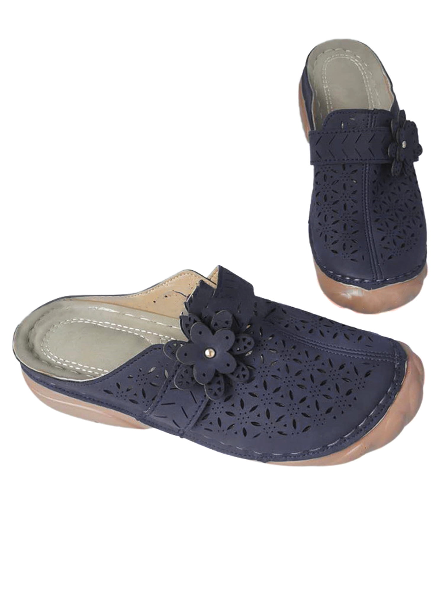 Harsuny Womens Flat Mules Closed Pointed Toe Backless Mule Sandals ...