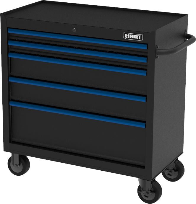 HART 36-Inch 5-Drawer Rolling Tool Cabinet, Locking Steel Garage ...