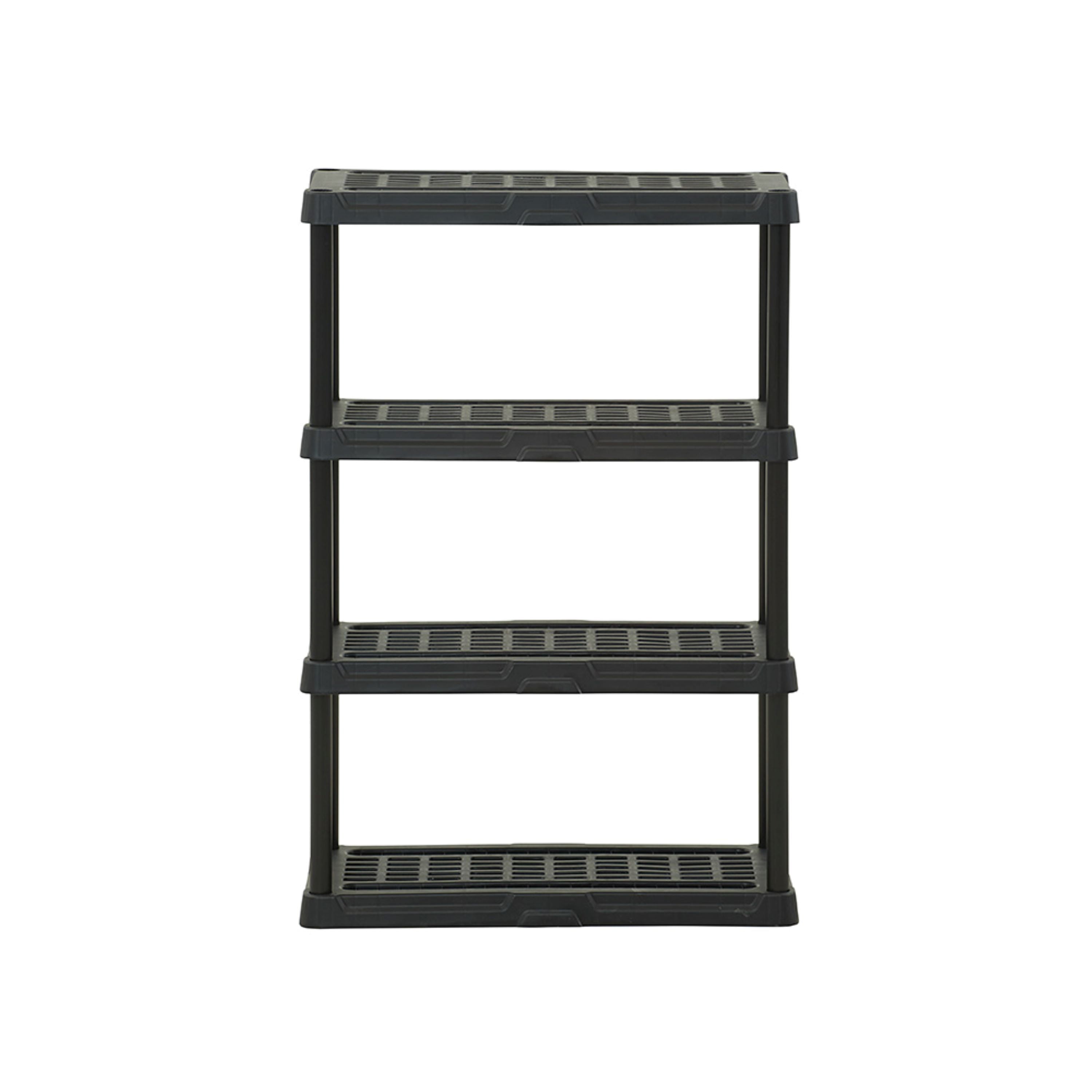 HART 4-Tier Black Plastic Storage Rack, Garage Utility Shelf Organizer ...