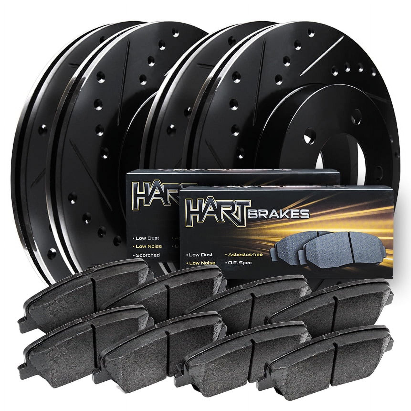 Hart Brakes Front Rear Brakes and Rotors Kit |Front Rear Brake Pads ...