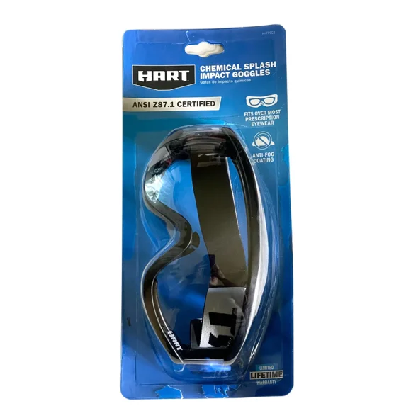 Hart Chemical Splash Impact Safety Goggles Scratch Resistant Fits Over ...