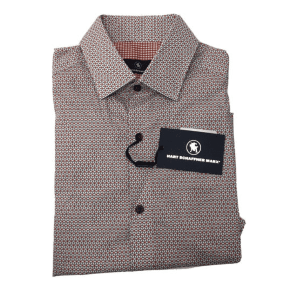 Hart Schaffner Marx MEN'S Short Sleeve Floral Geo Print Coatfront GRAY ...