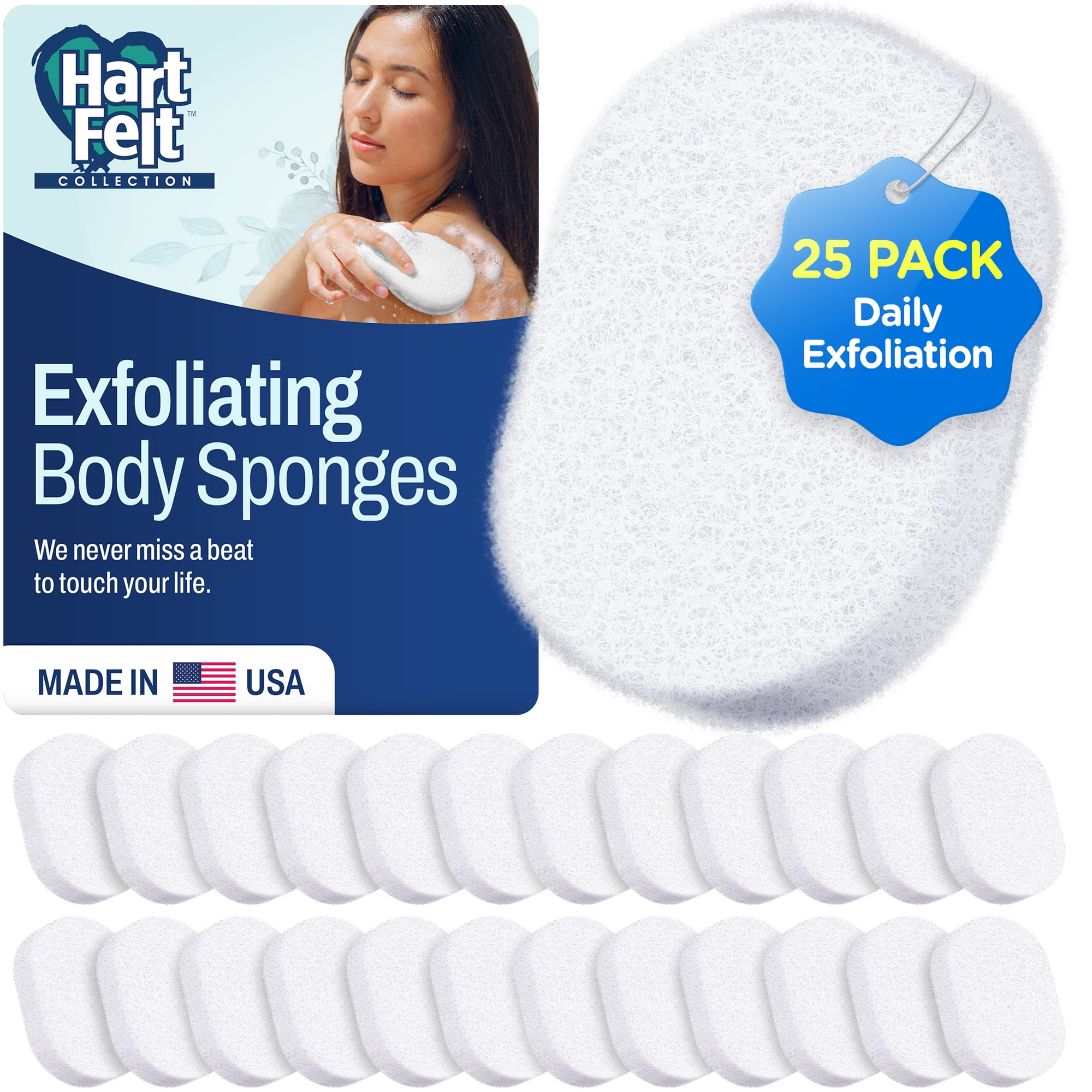 HartFelt Exfoliator Scrubber, Body Scrub Oval Sponge Pad, Skin Care ...