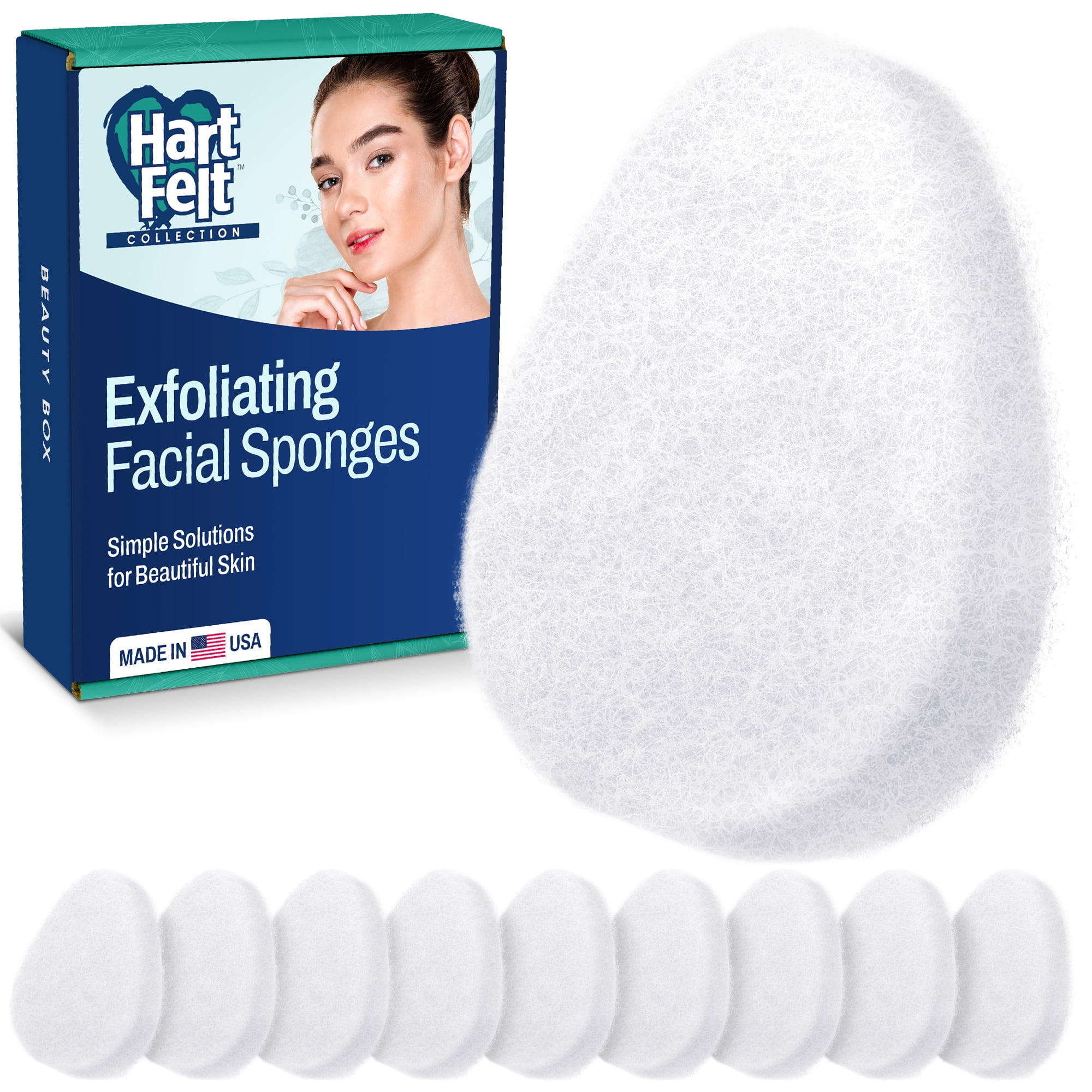 HartFelt Facial Exfoliation Sponges 10pk Reusable Face Scrub Pads for ...