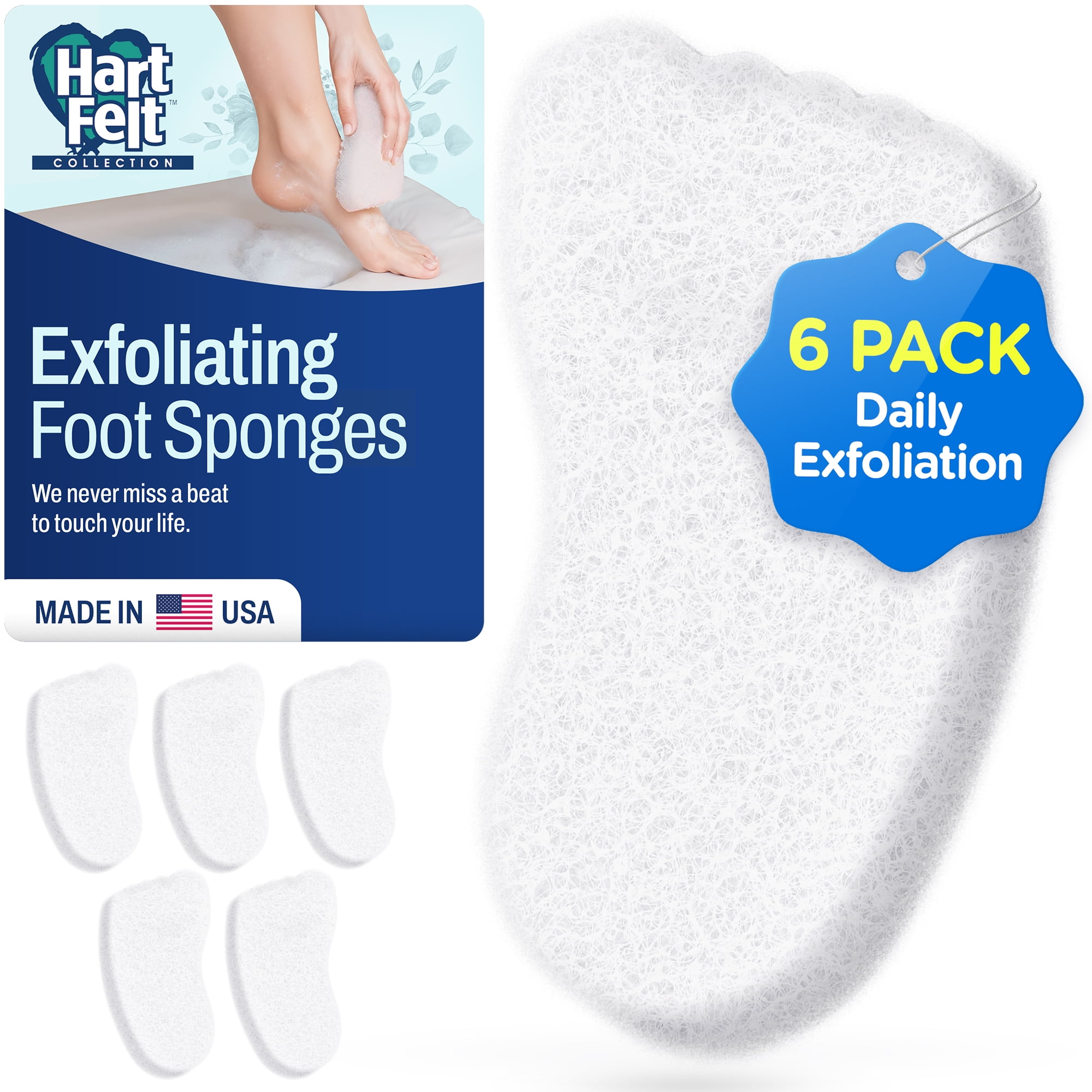 HartFelt Foot Scrubber Exfoliating Sponge Pads, Smooth Heels and Toes ...
