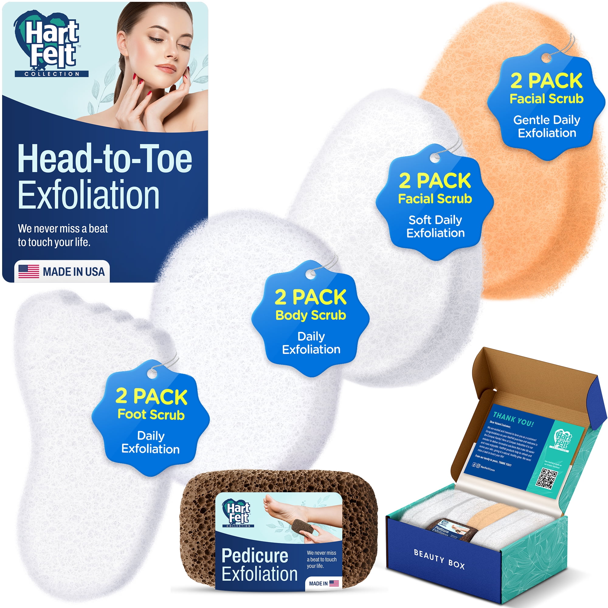 HartFelt Head-to-Toe Exfoliation Beauty Box & Trial Pack Facial, Body ...