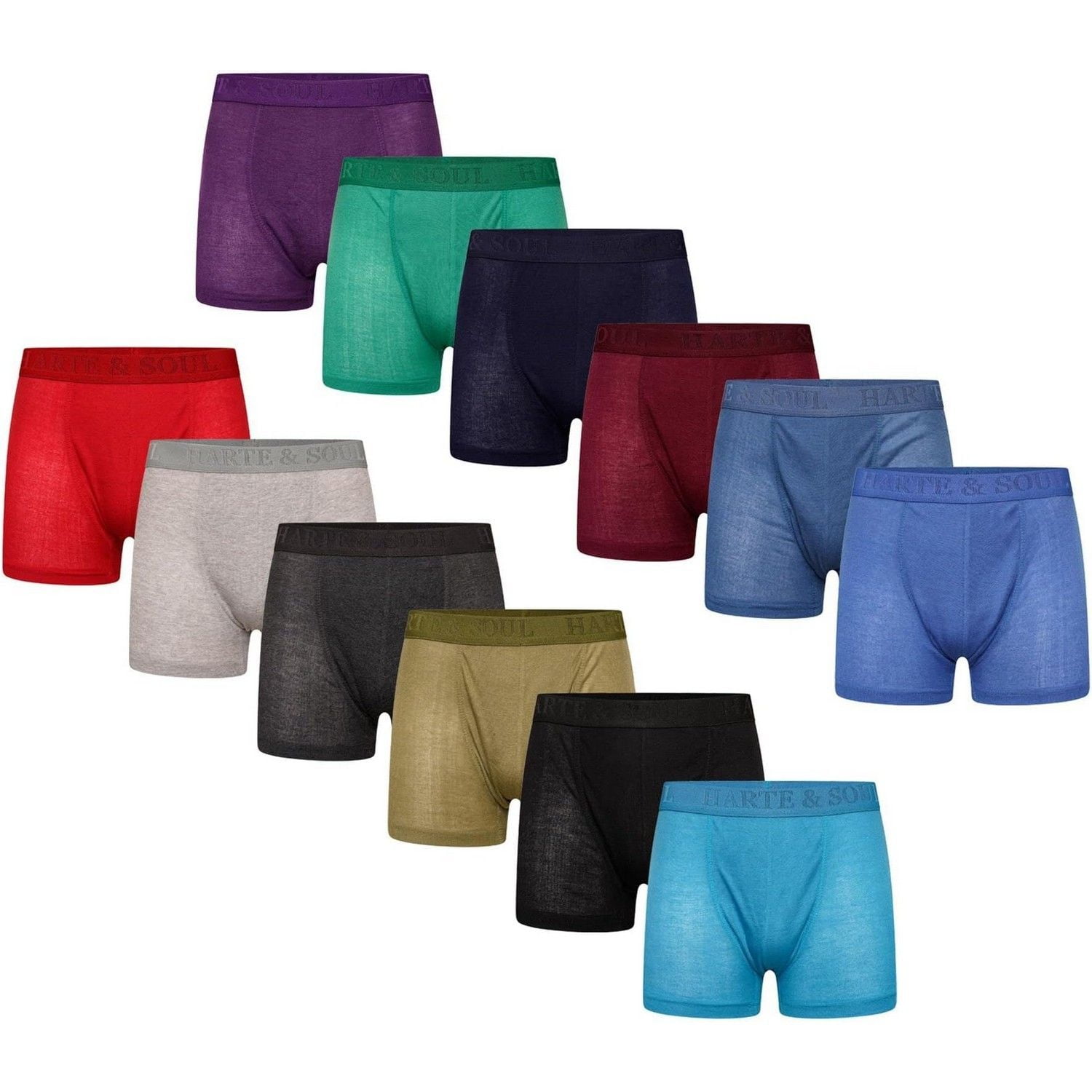 Harte & Soul Mens Plain Bamboo Boxer Shorts (Pack of 12) - Walmart.com