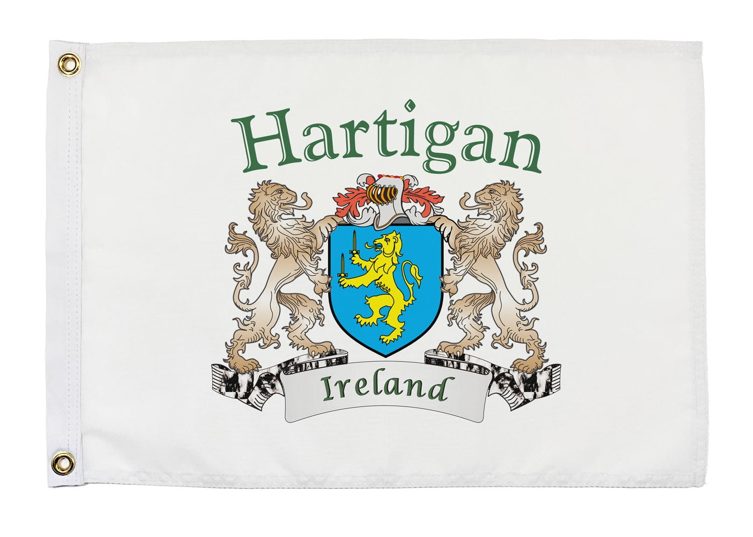 Hartigan Irish Coat of Arms Small White Flag - 16"x10.5" inches ...