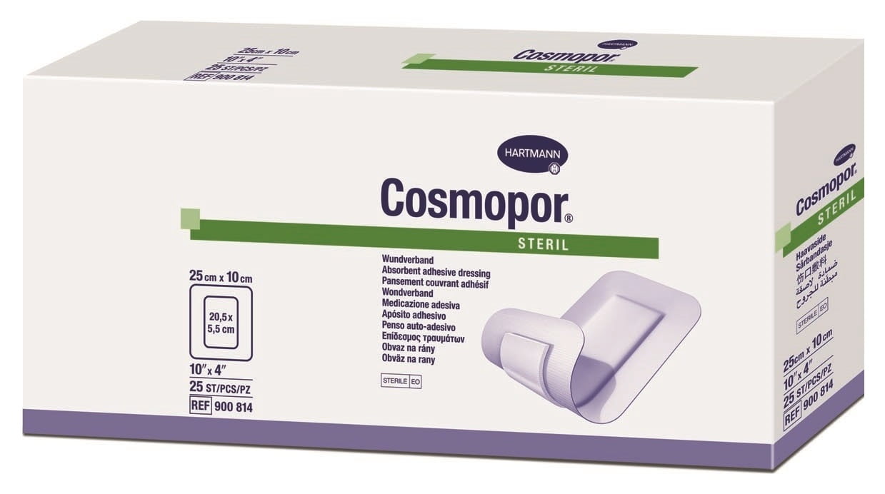 Hartmann Cosmopore Sterile Adhesive Wound Dressings, 10" x 4"-Box of 25 ...
