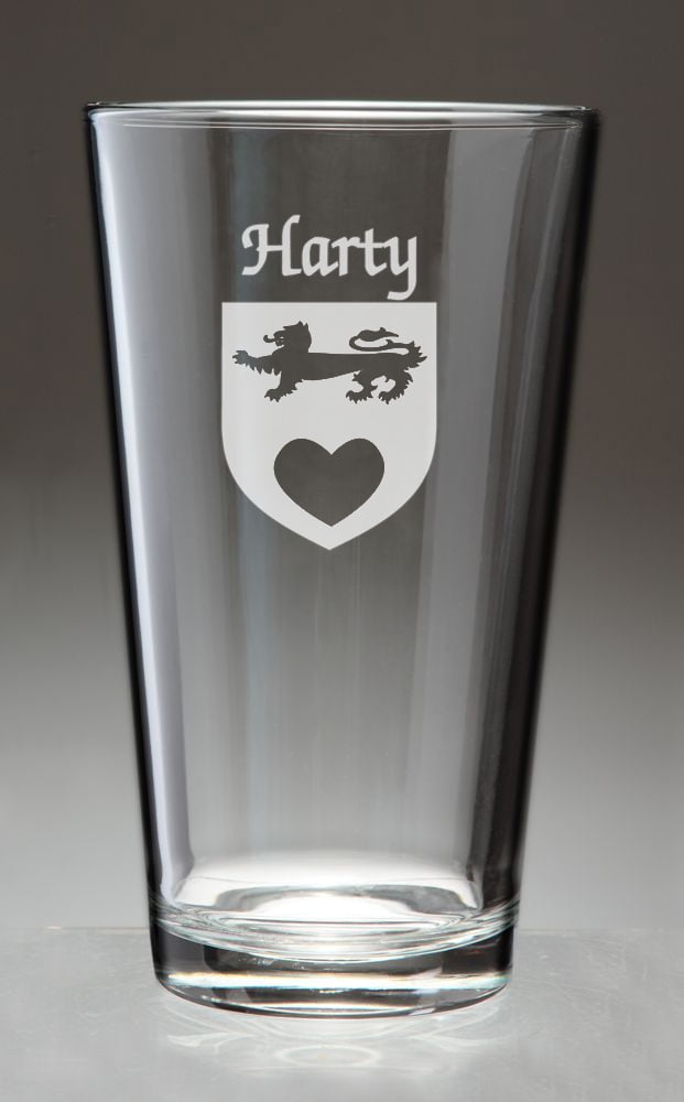 Harty Irish Coat of Arms Pint Glasses - Set of 4 (Sand Etched ...