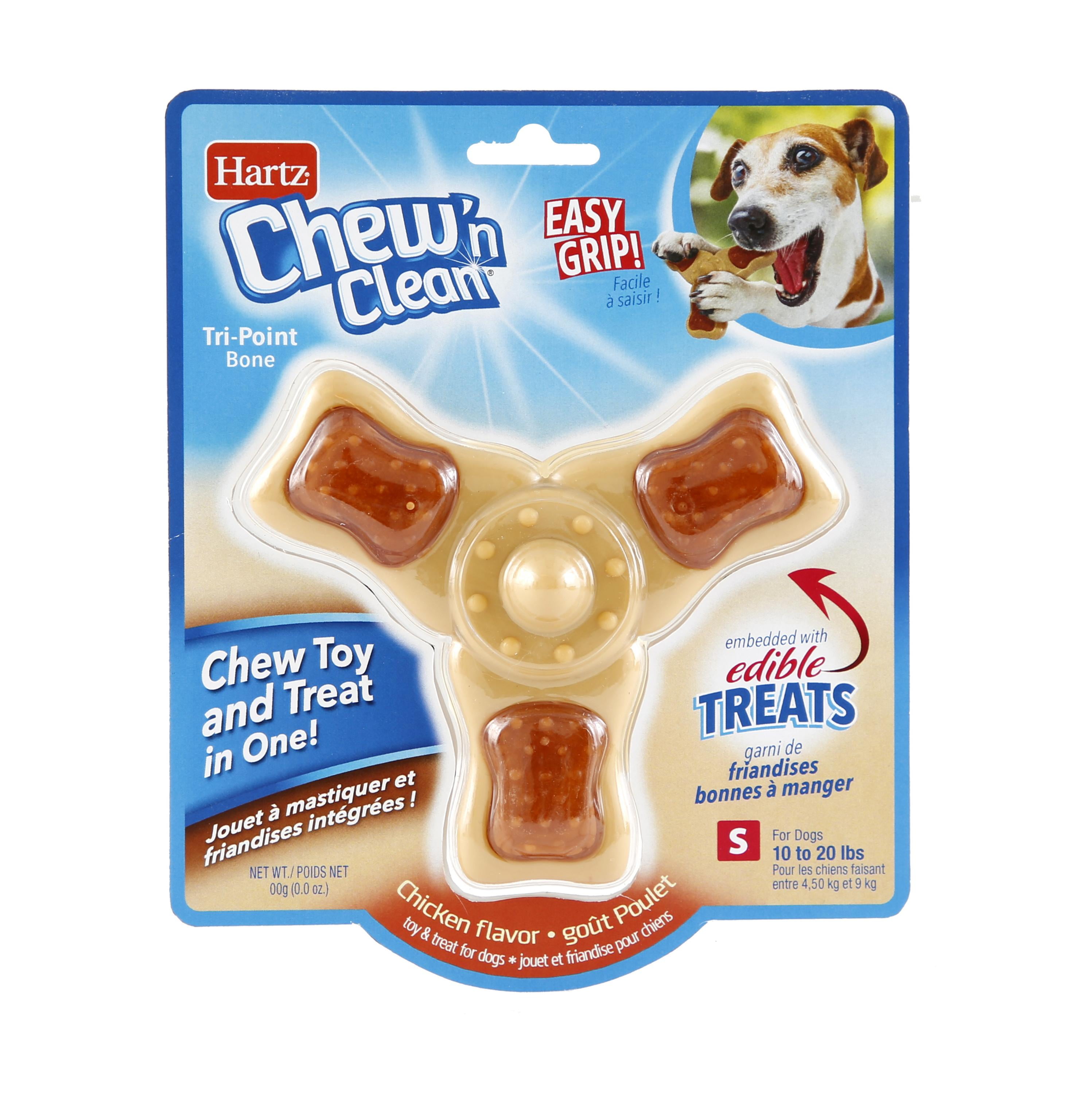 Hartz Chew ‘n Clean Tri-Point Chew Toy, Chicken Flavored Dog Toy For ...